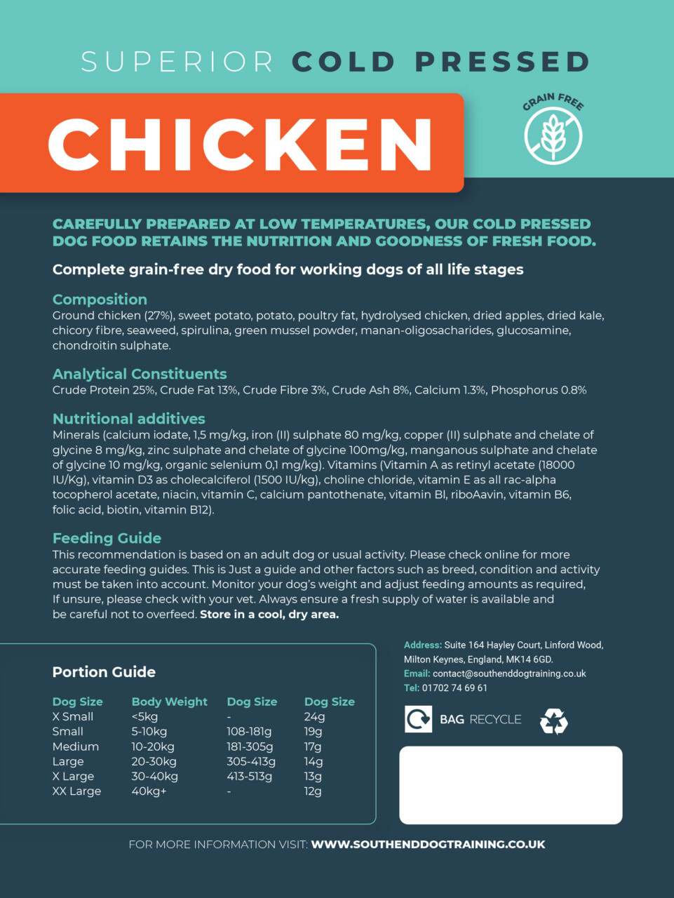 Chicken Cold Pressed Dog Food • Southend Dog Training